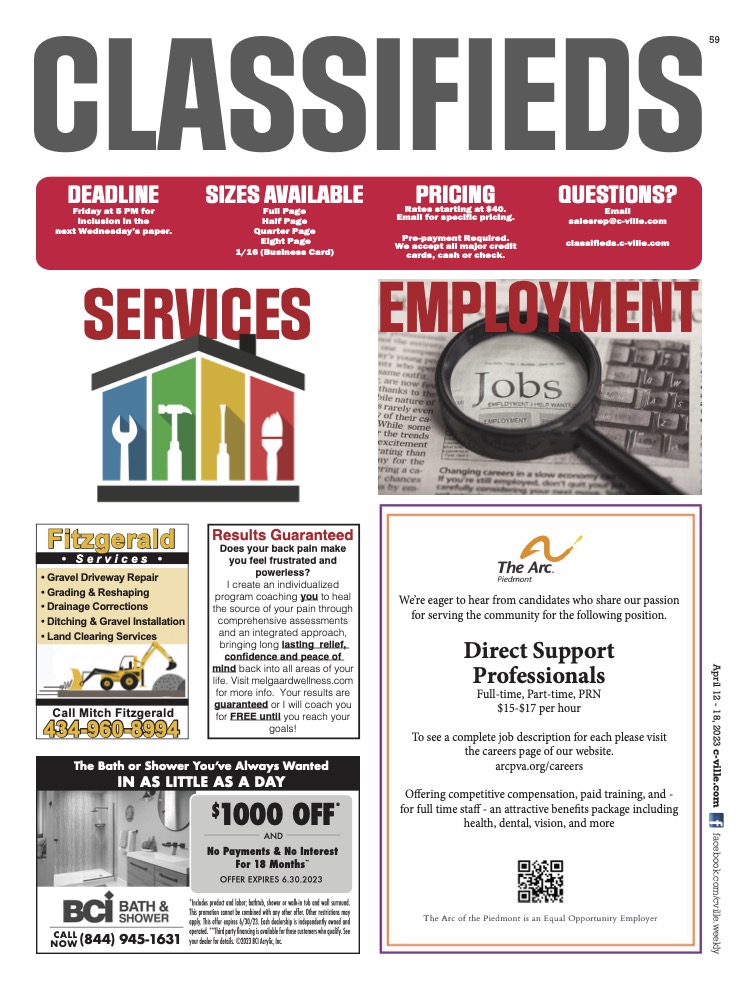 C-VILLE Weekly | Classifieds